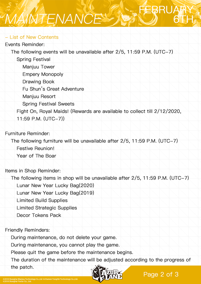 Maintenance Notice – 2/6, 12 A.M (UTC-7)